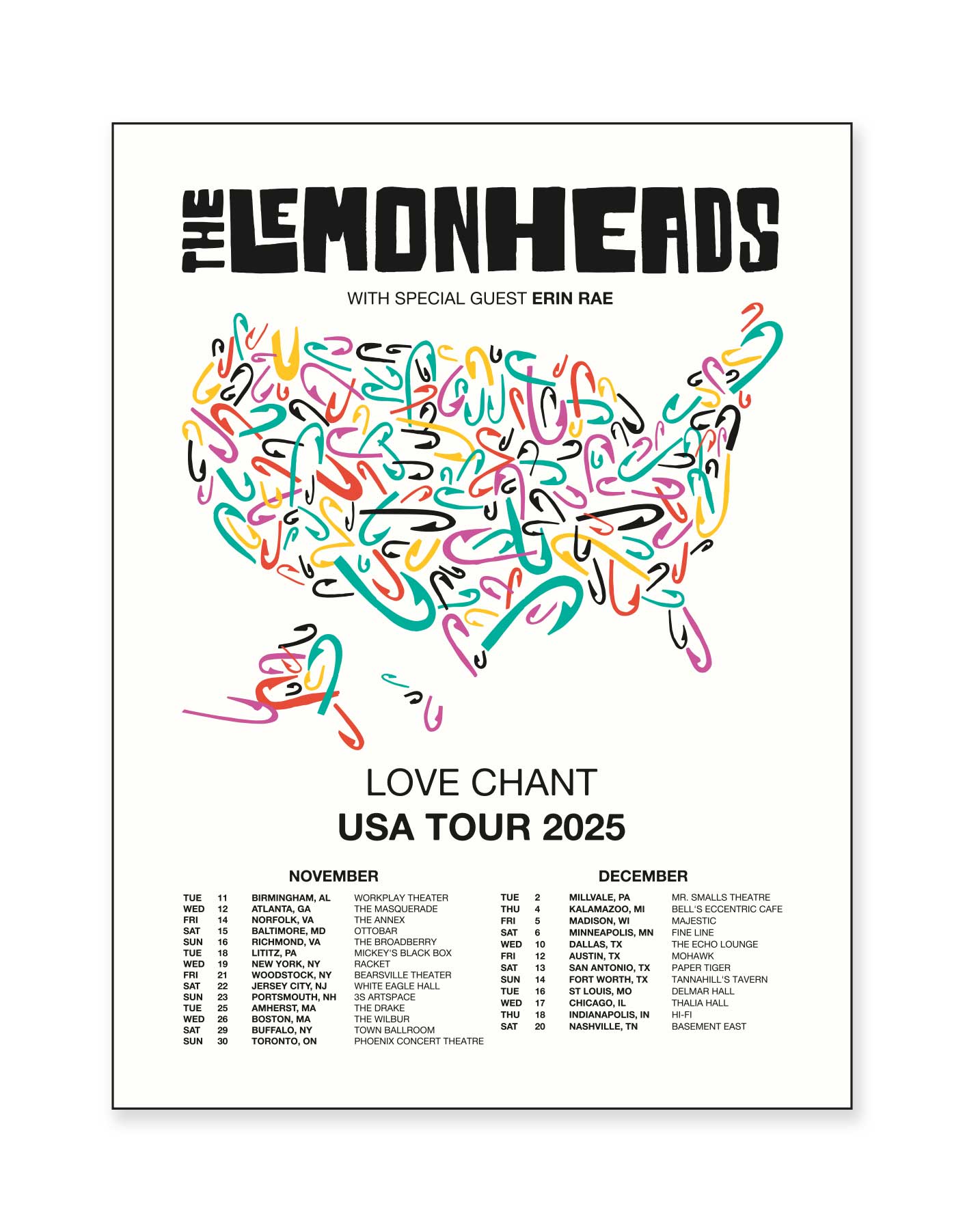 THE LEMONHEADS LOVE CHANT 2025 TOUR 18X24 SCREEN PRINTED POSTER – Super ...