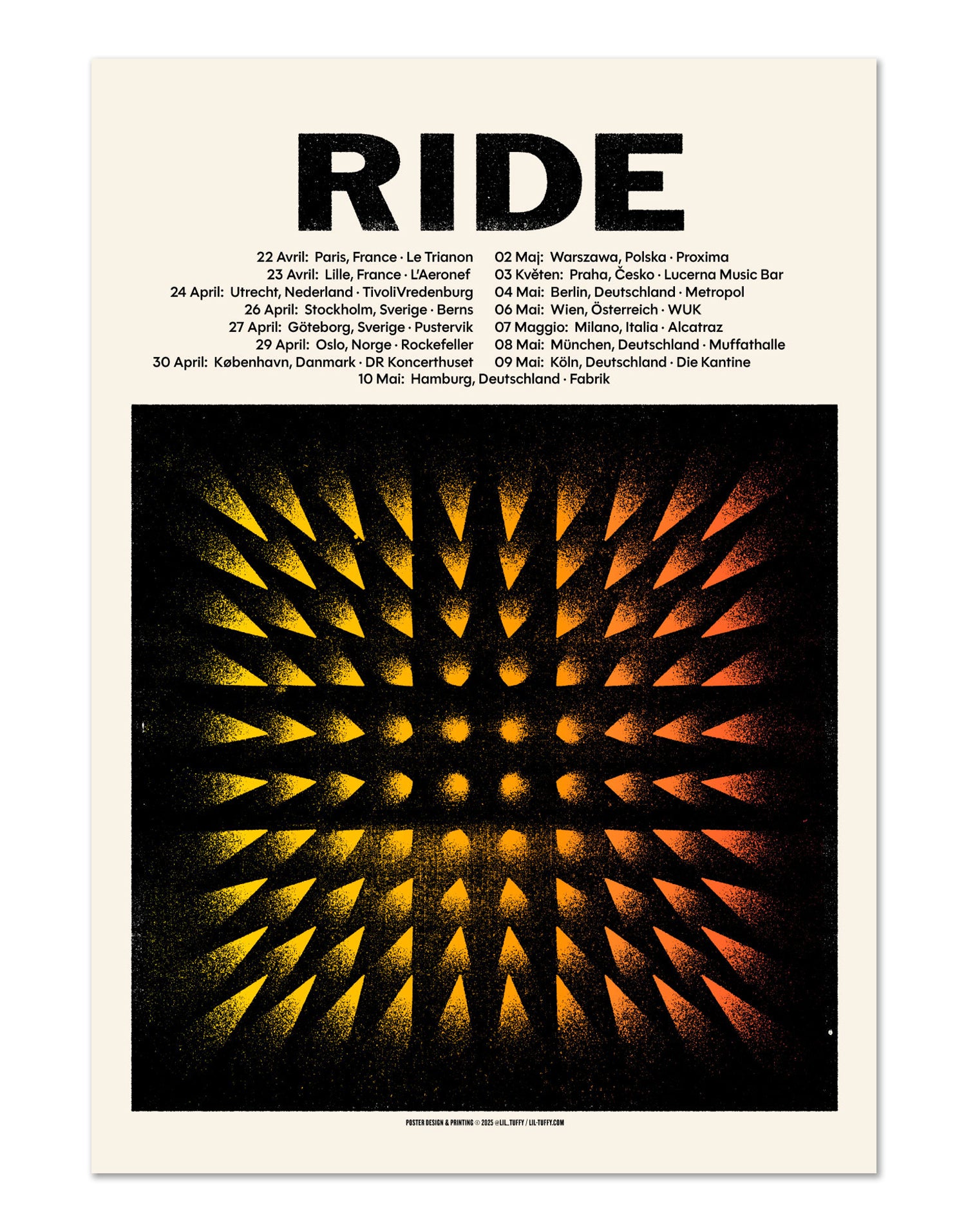 RIDE - EUROPE 2025 TOUR POSTER – Super Ultra Mega Merchandise