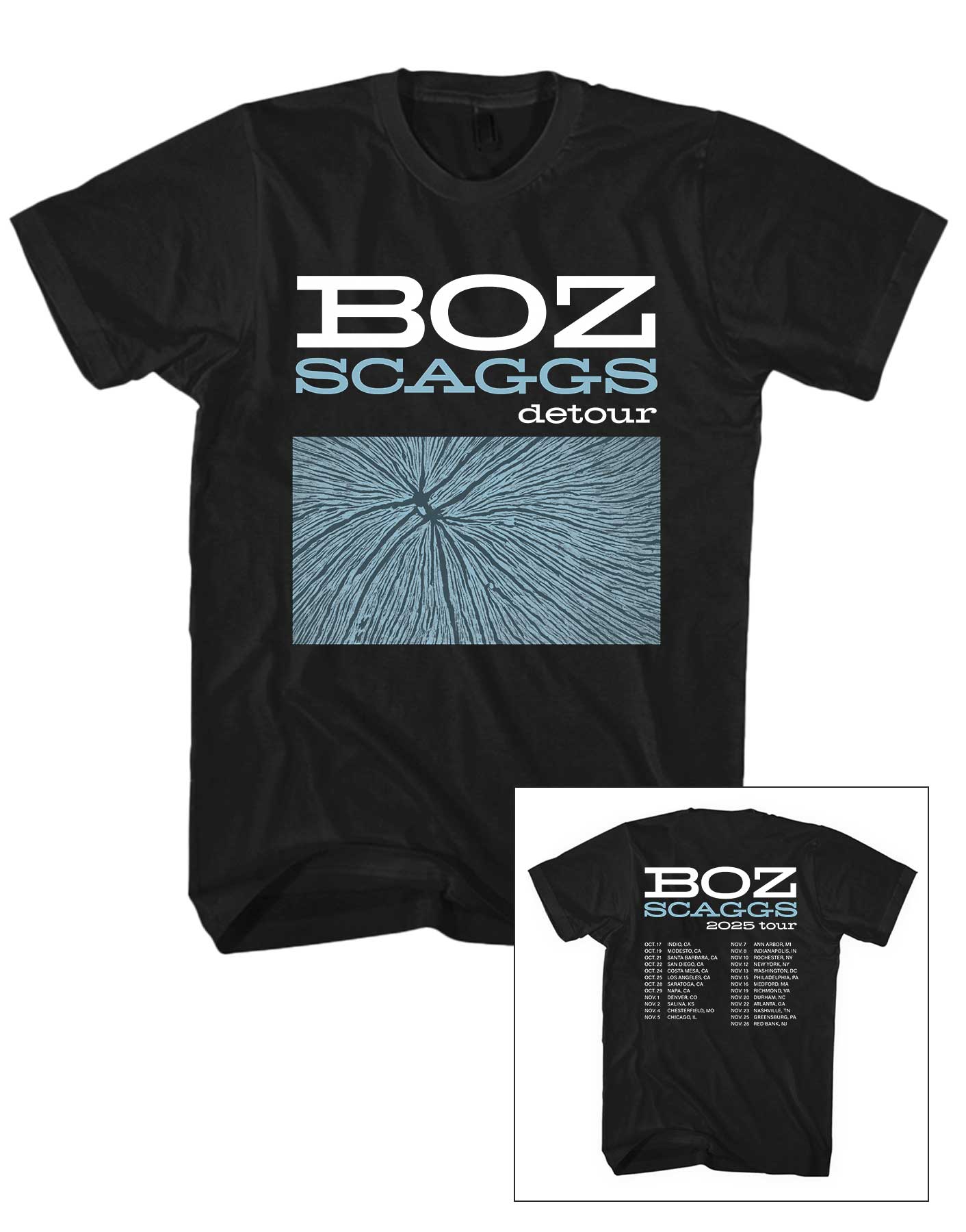 BOZ SCAGGS 2025 TOUR - DETOUR ALBUM TOUR TEE – Super Ultra Mega Merchandise